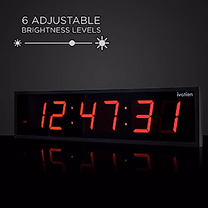 Ivation Huge Large Big Oversized Digital LED Clock - Shelf or Wall Mount (30 Inch - Red) | 6-Level Brightness, Mounting Holes & Hardware
