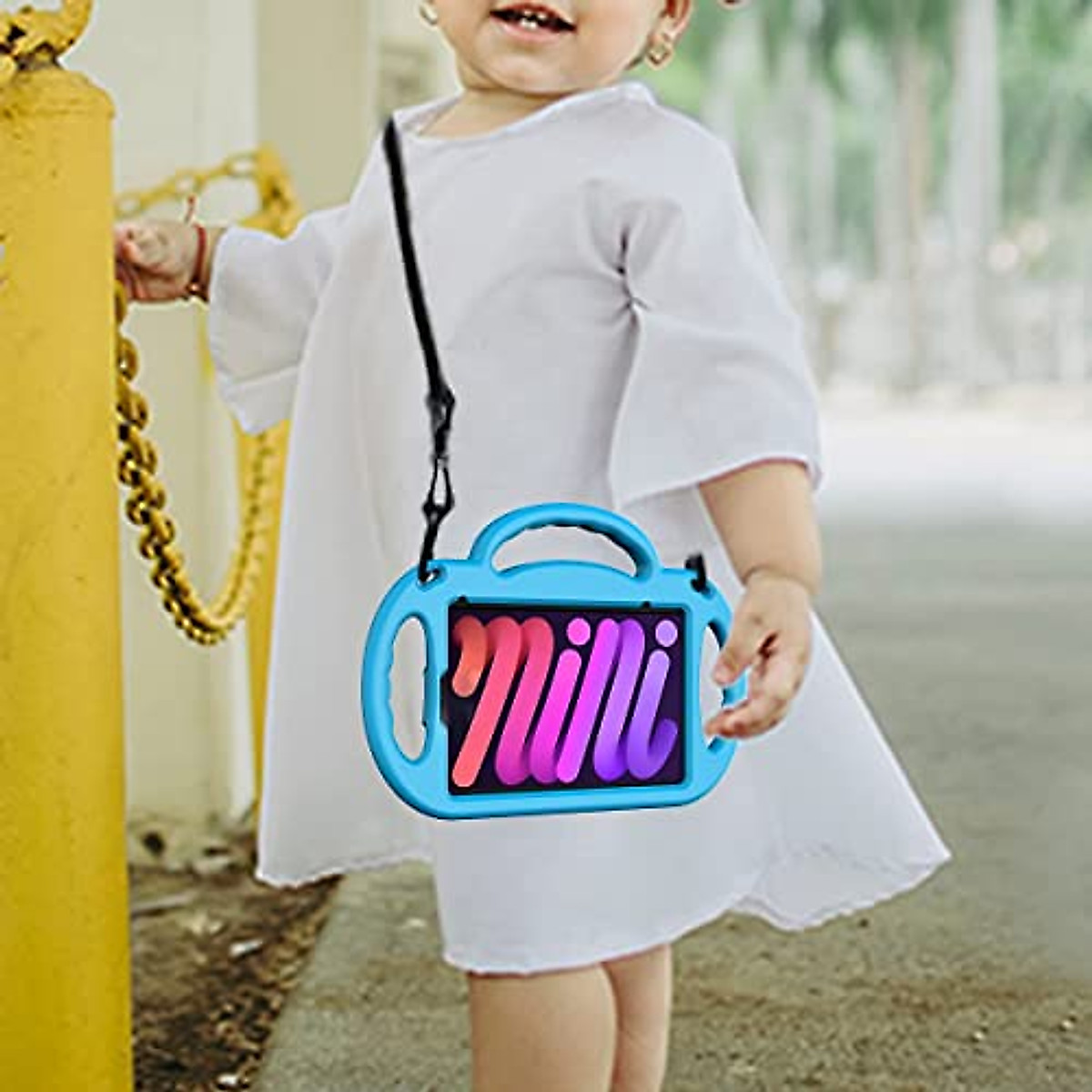 AVAWO Kids Case for iPad Mini 6 2021 8.3 Inch, iPad Mini 6th Generation Case - with Shoulder Strap, Shockproof Lightweight Handle Kickstand Kids Case for iPad Mini 6th Generation 8.3 Inch 2021, Blue