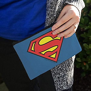 Superman Classic S Shield Logo Pencil Pen Organizer Zipper Pouch Case