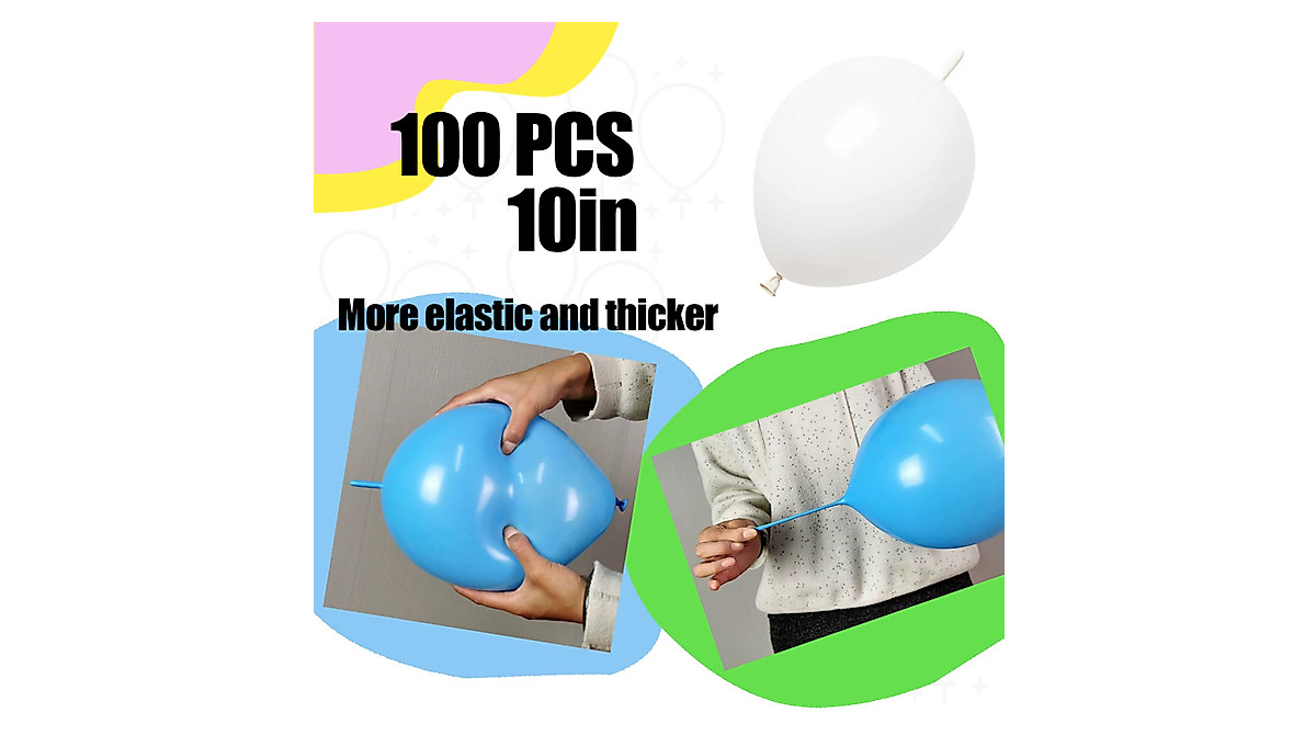 100 Pcs White Linking Balloons for Party Decor