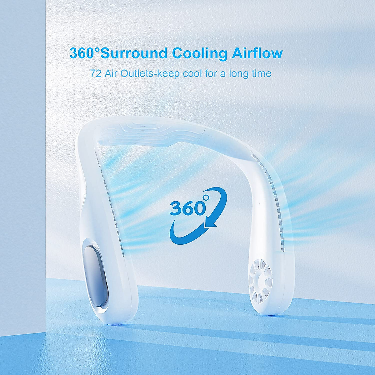 Diesetsr Portable Neck Fan, Hands Free Bladeless Neck Fan 3 Speeds 360°Cooling Wearable Personal Fan with 4000mAh USB Rechargeable Battery, Low Noise, for Office, Outdoor, Travel, Hiking