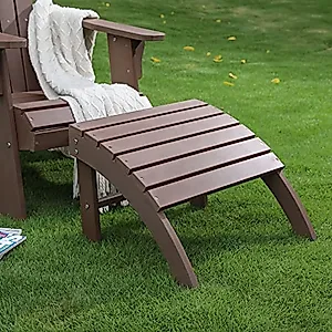 Psilvam Adirondack Ottoman, Adirondack Footstool for Adirondack Chair Weather Resistant Foot Rest for Outdoor Porch, Yard, Garden（Brown）