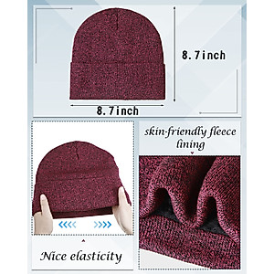 SATINIOR 6 Pieces Winter Warm Knit Beanie Hat Touchscreen Gloves Scarf Set Fleece Lining Skull Caps Neck Scarves, Navy Blue, Wine Red, One Size