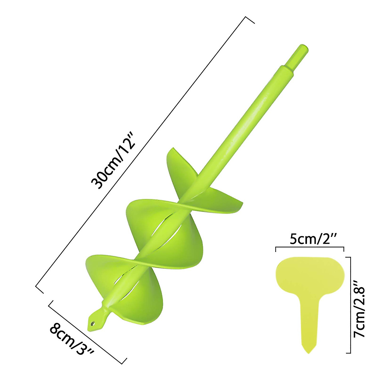 Auger Drill Bit for Planting-3”x12” Auger Drill Bit-Garden Auger Spiral Drill Bit for Bulb Planting,Heavy Duty Garden Auger for 3/8” Hex Driver Drill,Bouns 10 Plant Lables