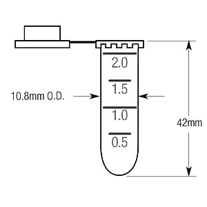 Globe Scientific 111568 Polypropylene Graduated Microcentrifuge Tube with Snap Cap, Round Bottom, Natural, 2mL Capacity, Pack of 1000