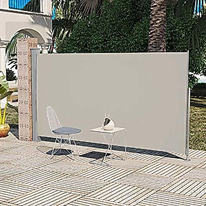 Festnight Patio Retractable Privacy Wall Folding Side Awning Screen Divider Fence Garden Outdoor Sun Shade and Wind Scree for Lawn Terrace Backyard Gray 9.8 x 5.3 Feet (L x H)