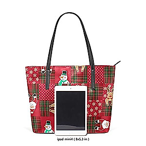 senya Christmas Snow Man Santa Claus Handbags Shoulder Bags Leather Crossbody Handbag for Women Tote Satchel