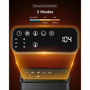 Space Heater Indoor with Thermostat, Max temperature 104°F, 1500W Portable Heaters for Indoor use with Remote, PTC Ceramic Electric Heater for Bedroom Office safety heater, 70°Oscillation, 12h Timer