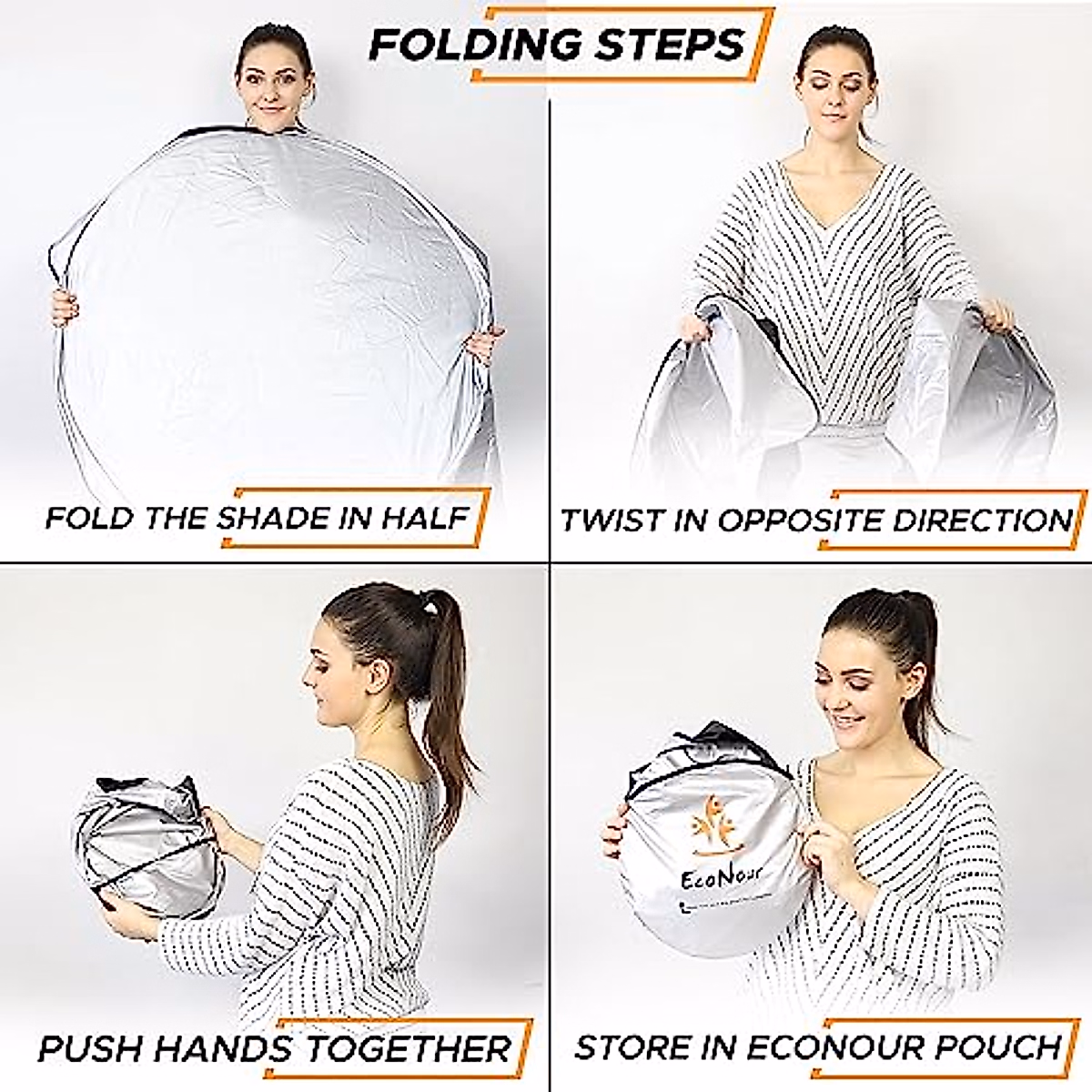 EcoNour Foldable Car Windshield Sun Shade | Sun Shade for Car Windows Blocks UV Rays and Keeps The Heat Out | Foldable Essential Car Accessory for Enhanced Comfort | Large Plus (70 x 42 inches)