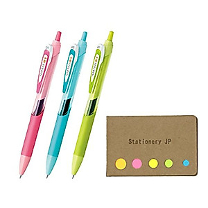 Zebra Sarasa Dry 0.5 Retractable Gel Ink Pen for left-handed, Rubber Grip, 0.5 mm, 3 Body Color Black Ink, Sticky Notes Value Set