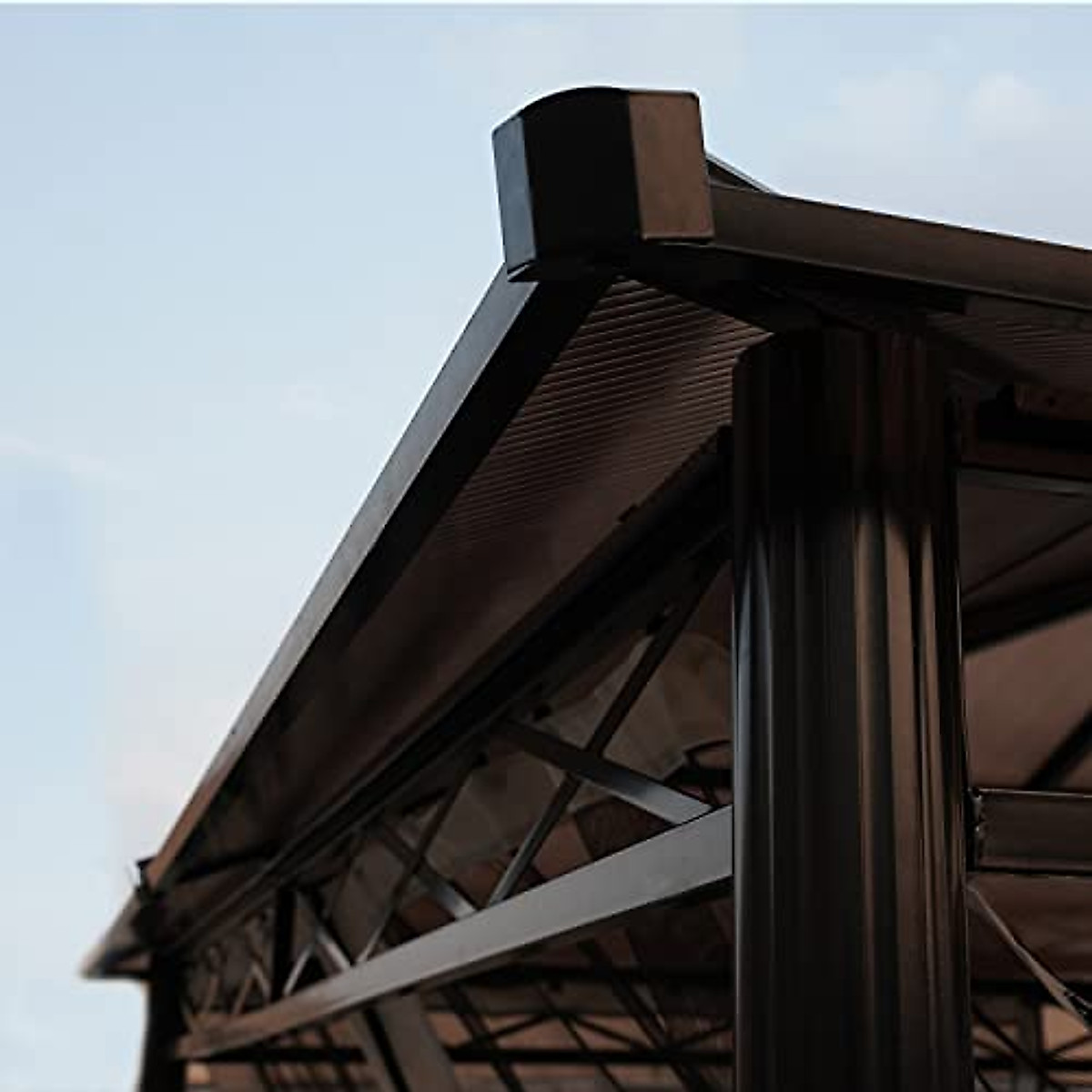 Grand patio 10x12 FT Gazebos, Hardtop Gazebo with Netting and Curtain, Aluminum Frame Polycarbonate Hard Top Gazebo for Patio, Garden, Deck, Lawn