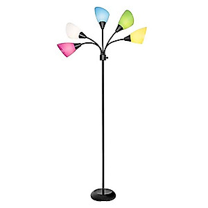 Style Selections 67-in Black 3-way Multi-head Floor Lamp with Plastic Shade