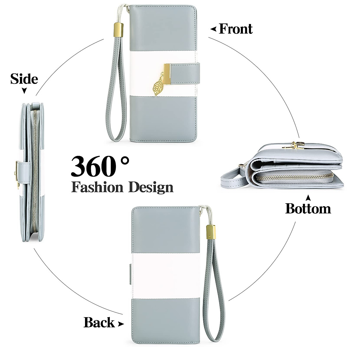 GOIACII Wristlet Women's Wallet Large Capacity Credit Card Holder for Women RFID Blocking