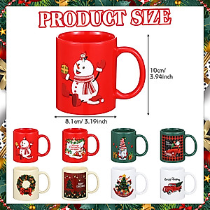 Maxdot 8 Pieces Christmas Mugs 12oz Mug Set Christmas Coffee Mugs with Handle Christmas Ceramic Matching Mugs for Home School Office Table Centerpieces Housewarming Holiday Party Gift