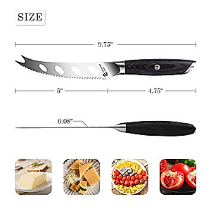 TUO Cheese Knife 5 inch - Tomato Knife Serrated Edge Fruit Knife - German Steel Hollow Blade - Full Tang Pakkawood Handle - FALCON SERIES with Gift Box