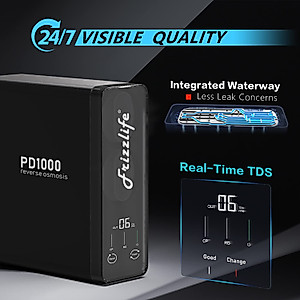 Frizzlife RO Reverse Osmosis Water Filtration System - 1000 GPD Fast Flow, Tankless, Alkaline Mineral PH, Household and Commercial Usage, PD1000-TAM4, with Two Year Replacement Filters