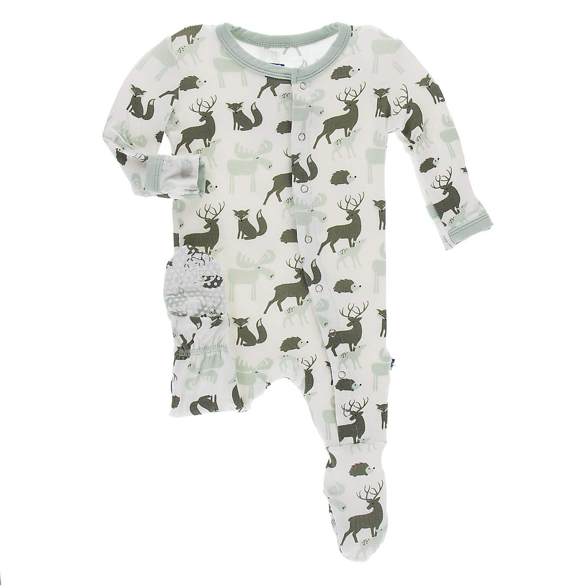 KicKee Pants Print Footie with Snaps (Natural Forest Animals - 9-12 Months)