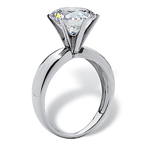 PalmBeach 18K Gold-Plated or Platinum-Plated Sterling Silver Round or Marquise Cubic Zirconia Polished Solitaire Engagement Ring Size 5