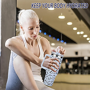 TINVSKQQKJ 40oz Leopard Tumbler with handle and Straw with lid,Double Walled Stainless Steel Leopard Tumbler Leak Resistant Insulated Sports Travel Cup for Cold Heat water and Ice for Hours