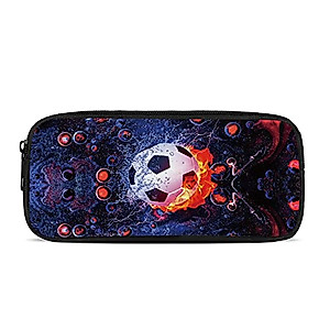Babrukda Soccer Pattern Pencil Case, Zippered Soft Comfy Pen Bag, Stationary Pouch Case Pencils Pens Box Organizer for Colored Watercolor Pencils Small Marker, Cosmetic Makeup Bag