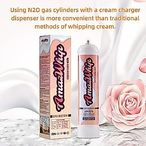 AMAZWHIP 0.95L,640g Whipped Cream Charger Nitrous Tank for Whipped Cream Dispenser (Combination, 4 cylinders)