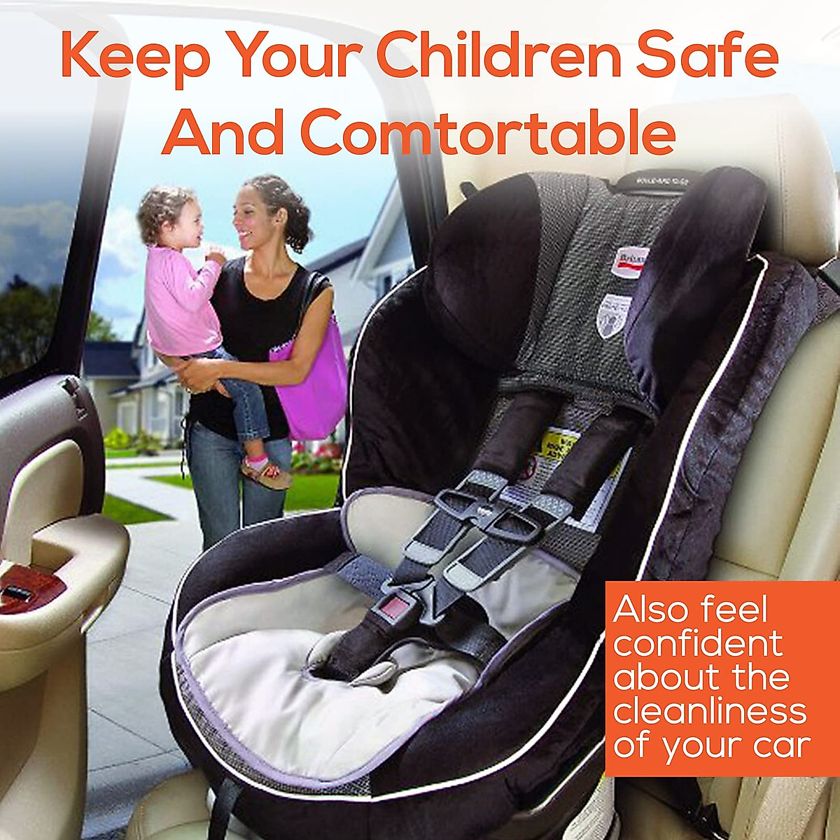 Trobo Car Seat Cover, Anti-Slip Vinyl Backing Waterproof Car Seat Protector Liner for Child, Infant, Stroller & Dinner Chair, Leak-Free Piddle Pad for Potty Training Toddlers, Machine Washable, Grey