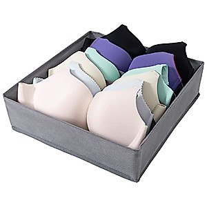 FAMALAHEE 6 Set Underwear Organizer Bra Ties Sock Drawer Divider Panty Belts Clothes Scarves Clothing Foldable Storage Organizer for Bedroom (Grey)