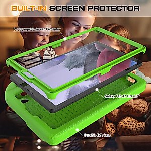 MOXOTEK Samsung Galaxy Tab A7 Lite 8.7" Tablet Case for Kids, Galaxy Tab A7 Lite Case with Screen Protector, Handle Stand Protective Case for Samsung Tab A7 8.7 inch 2021(SM-T220/T225/T227), Green