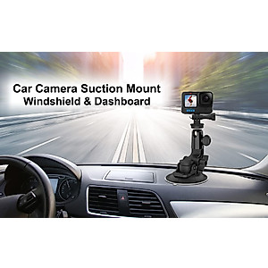 Aozcu Suction Camera Mount, Car Windshield Dashboard Camera Holder with 3M Adhesive Disk for GoPro Max, Hero 9 8 7 6 5, Session 5, DJI OSMO Action, AKASO, Campark, Canon, DSLRs and Other Cameras