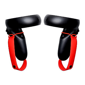 MODJUEGO VR Adjustable Handle Grip Cover, Soft Silicone Touch Controller Handle Fixing Strap for Oculus Quest/Rift S VR Controller Accessories (Red)