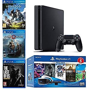 2019 Playstation 4 PS4 Slim 1TB Console + Playstation VR Headset + Playstation Camera + 8 Games Bundle (Renewed)