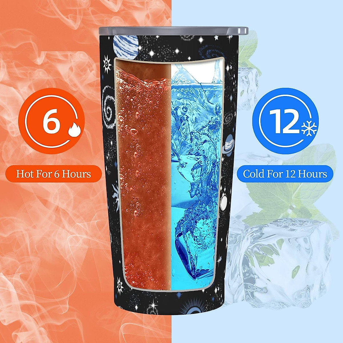 JASROTAO Space Galaxy Tumbler,Galaxy 20oz Stainless Steel Insulated Travel Tumbler,Travel Coffee Mug with Lid and Straw Water Bottle Drink Tumbler Cups Gifts for Women Men