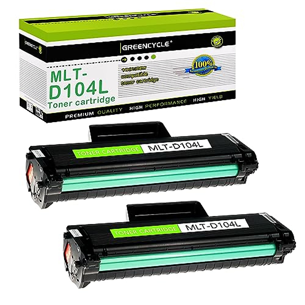 greencycle Compatible Toner Cartridges Replacement for Samsung MLT-D104S MLT-D104L High Yield for Ml1665 Ml1660 Ml1865w Printer (Black,2 Pack)