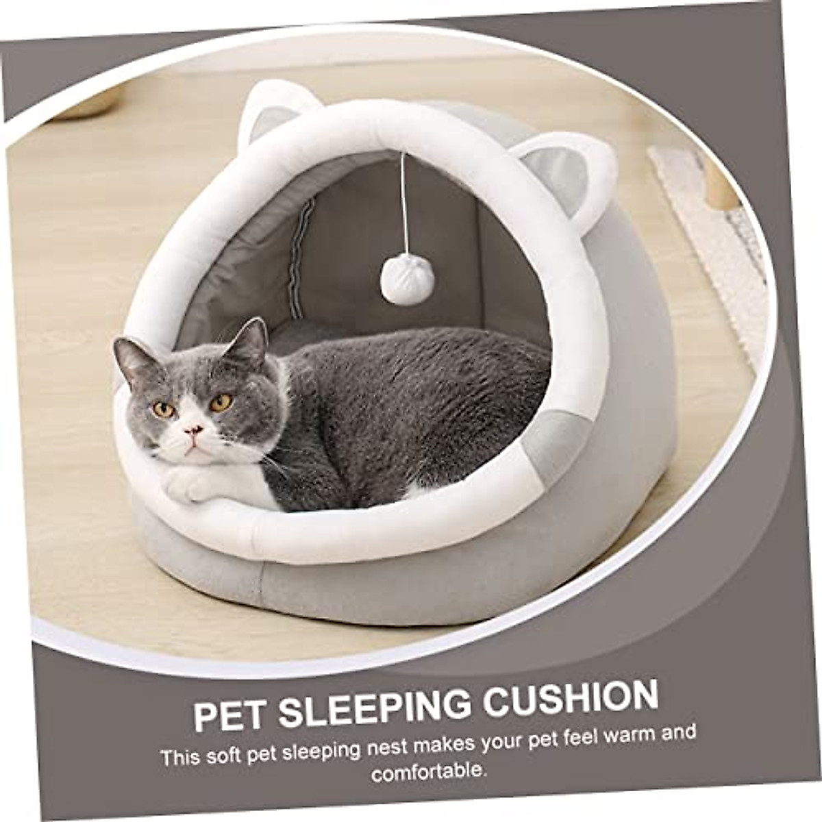 Ipetboom 1pc Cave Semi-Closed Semi Cozy and Cold Mat Toy Comfortable Warming Supplies Dogs Semi-Enclosed Nest Thickened Sleeping Winter Kitten Tent Removable House Cushion Kittens Cats Dog