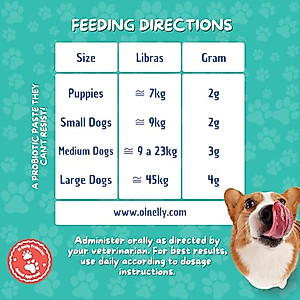 Ol Nelly Prebiotic & Probiotic Dog Probiotic Paste, 6 Strains of Bacteria,18 Bi CFU's + Vitamins, Minerals- Upgraded Formula for Fast Balance GI, Dogs Probiotic Paste (14 g)