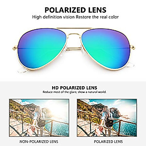 livho Sunglasses for Men Women Aviator Polarized Metal Mirror UV 400 Lens Protection (Gold Purple & Gold Black)