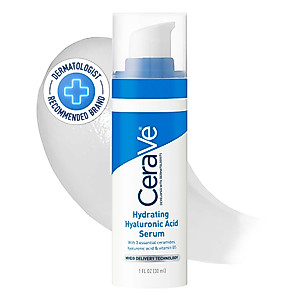 Cerave Hyaluronic Acid Serum for Face with Vitamin B5 and Ceramides | Hydrating Face Serum for Dry Skin | Fragrance Free | 1 Ounce