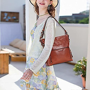 Banuce Vintage Full Grains Italian Leather Hobo Handbags for Women Crossbody Purse Ladies Shoulder Messenger Bag