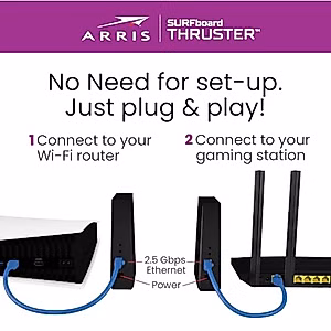 ARRIS Surfboard Thruster Wi-Fi 6E Gaming Acceleration Kit W6B | Dedicated 6GHz Band | 2.5 Gbps Port | Works with Any Wi-Fi Router/Mesh System | Optimized Connectivity for PC or Console