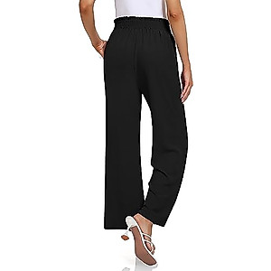 TARSE Dress Pants Women High Waisted Wide Leg Lounge Pants Plus Size Business Casual Work Pants Palazzo Trousers with Pockets(Black,XL)