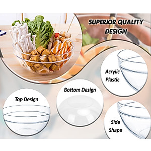 Salad Serving Bowl for Kitchens, Parties, Holidays, and Celebrations - Serving 9-inch Bowls - Reusable BPA free - 124 oz. Capacity, Set of 3