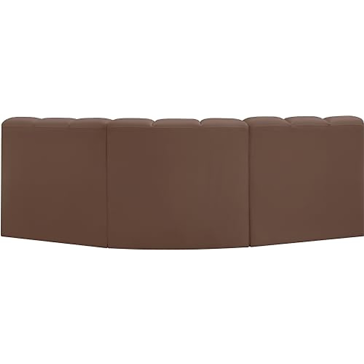 Meridian Furniture 101Brown-S3B Arc Collection Modern | Contemporary Modular Sofa with Soft Brown Vegan Leather, Deep Channel Tufting, Modular Design, 86" W x 41" D x 30" H, Brown