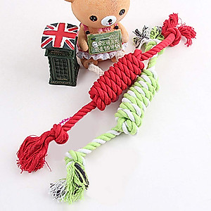 shlutesoy Pet Chew Toys,Dog Toy Cotton Braided Bone Rope Chew Knotted Tied Random Color