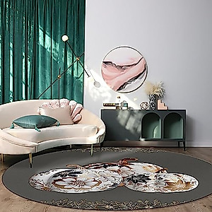 Thanksgiving Pumpkins Large Area Rugs Carpet 3 Feet for Bedroom Living Room,Accent Throw Kitchen Hallway Bathroom Runner Rug Low Pile Entryway Door Mat Floor Doormat,Fall Luxury Gold Flower Leaves