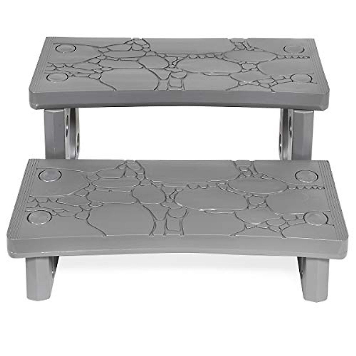 XtremepouwerUS 75161 Deck Lightweight Sided Premium Multi Purpose 2-Step Spa Hot Tub Pool RV Campers, Gray