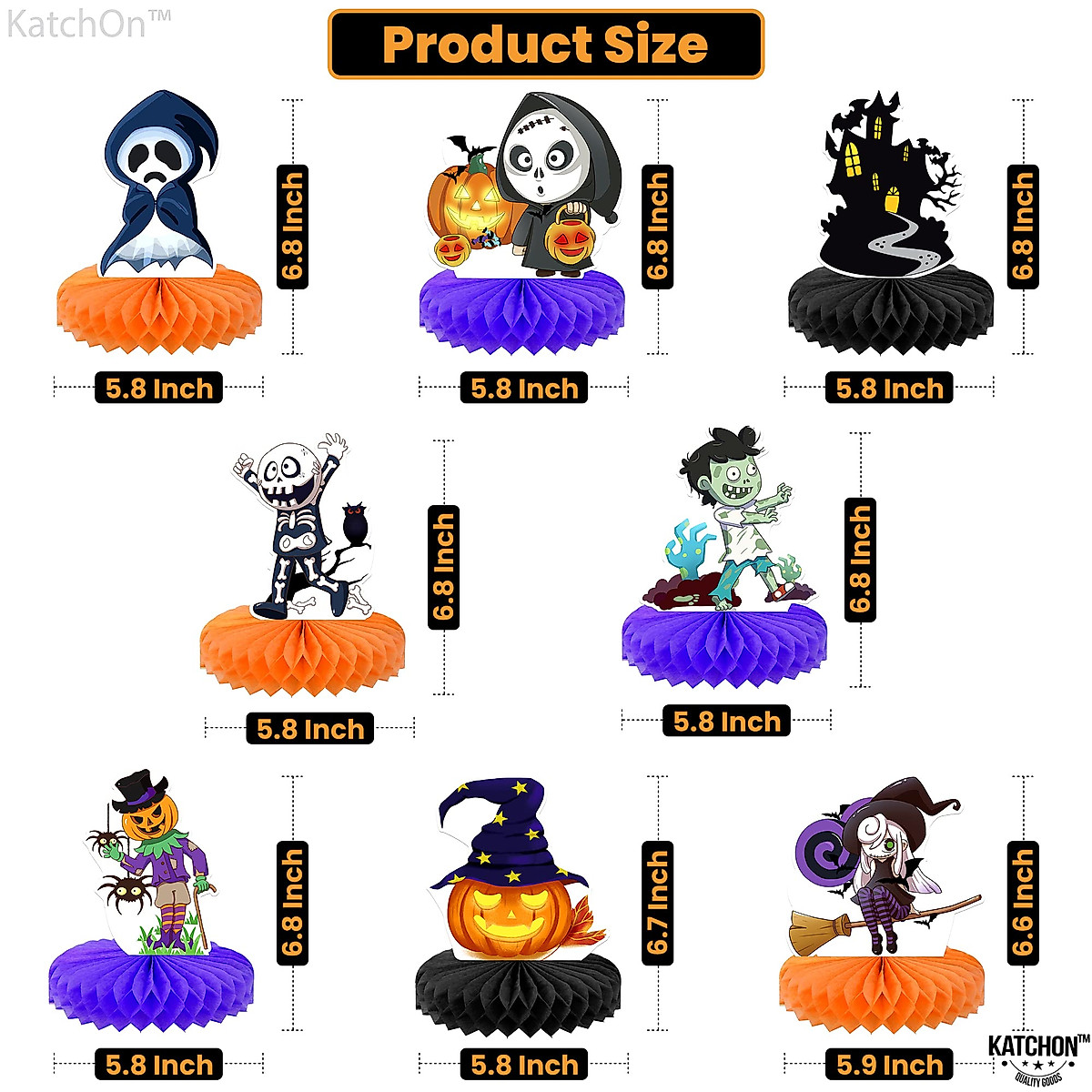 KatchOn, Halloween Centerpieces for Tables - Pack of 8 | Spooky Halloween Table Centerpiece, Pumpkin Halloween Decorations Indoor | Scary Halloween Centerpieces for Ghost Halloween Party Decorations