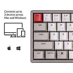 Keychron K6 65% Compact 68-Keys Aluminum Frame Wireless Mechanical Keyboard for Mac, Bluetooth, Multitasking, Wired Gaming Keyboard for Windows Non-Backlit with Keychron Brown Switch