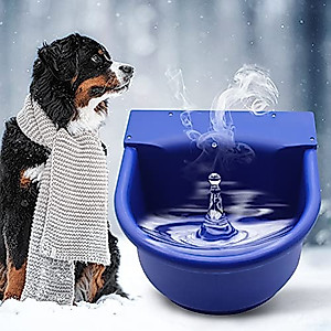 APlayfulBee Automatic Heated Dog Waterer Bowl Feeder Constant Temperature Dispenser 3L Outdoor Thermal Bowl with Float Ball Valves for Pet Dog Horse Cattle Goat Sheep (Blue)