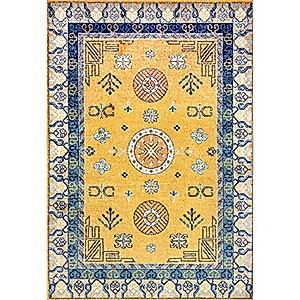 nuLOOM Motif Border Area Rug, 5' x 7' 5", Yellow