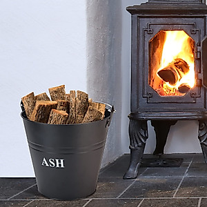 Ash Bucket with Lid and Handle, Galvanized Iron Ash Pail for Fireplace, Fire Pits and Wood Burning Stoves